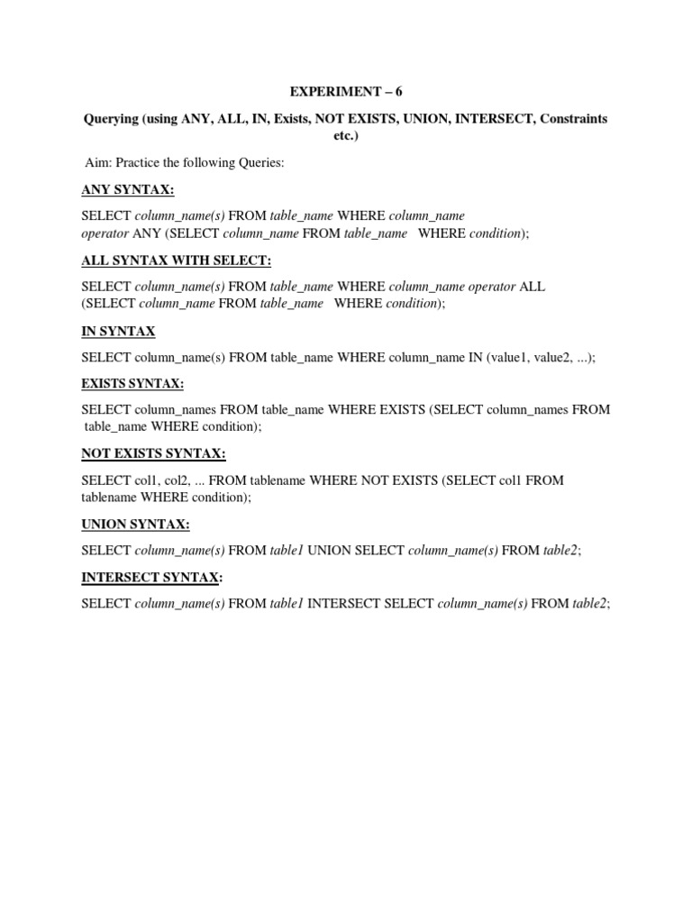 DBMS Lab-Week 6 | PDF | Data Management | Information Technology