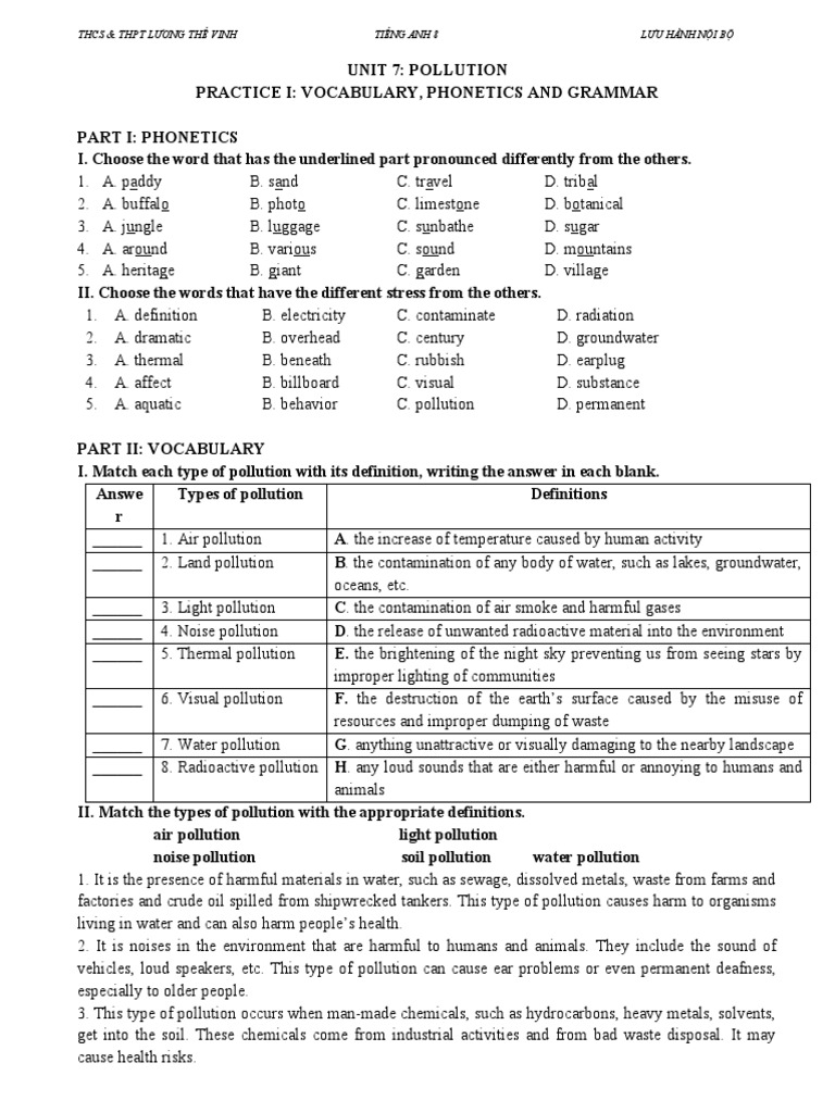 Grade 8 Unit 7 Practice Pdf Space Debris Air Pollution