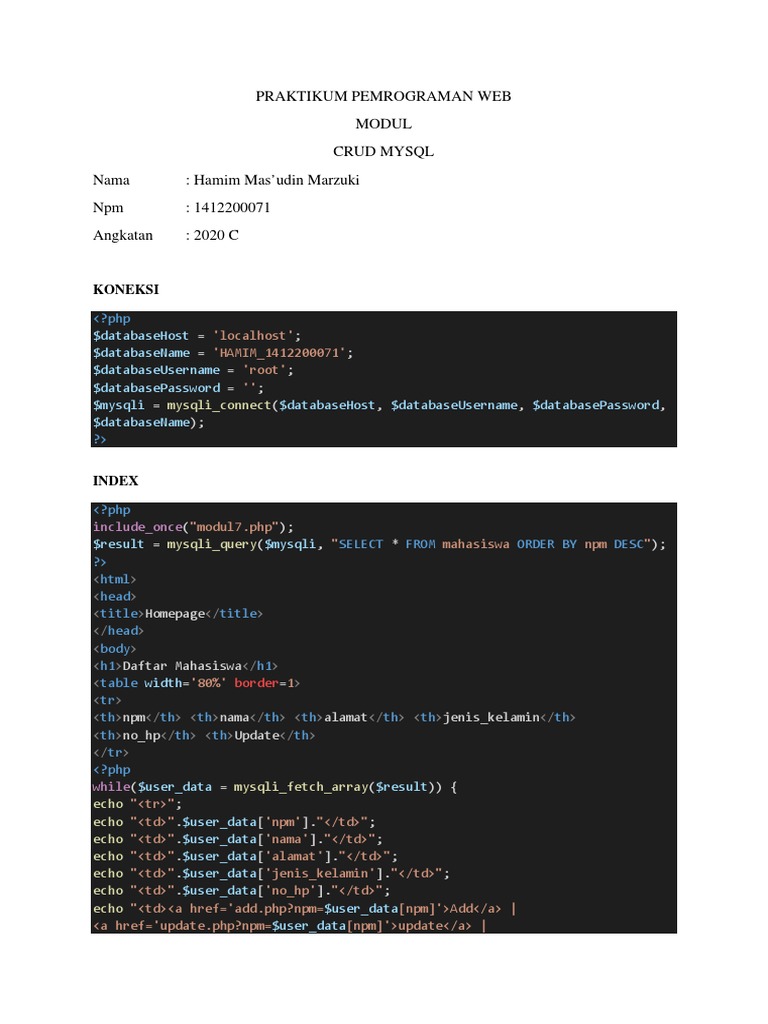 Praktikum 7 Hamim Mas'udin Marzuki - 1412200071 - 2020C | PDF | Application Software | Software ...