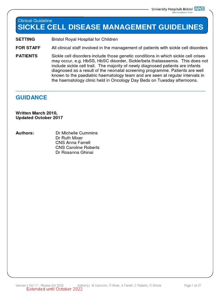 Sickle Cell Disease Management Guidelines-3 | PDF | Sepsis | Pneumonia