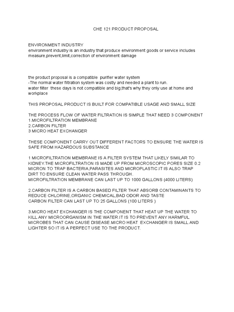 Idea Proposal 121 | PDF | Water Purification | Filtration