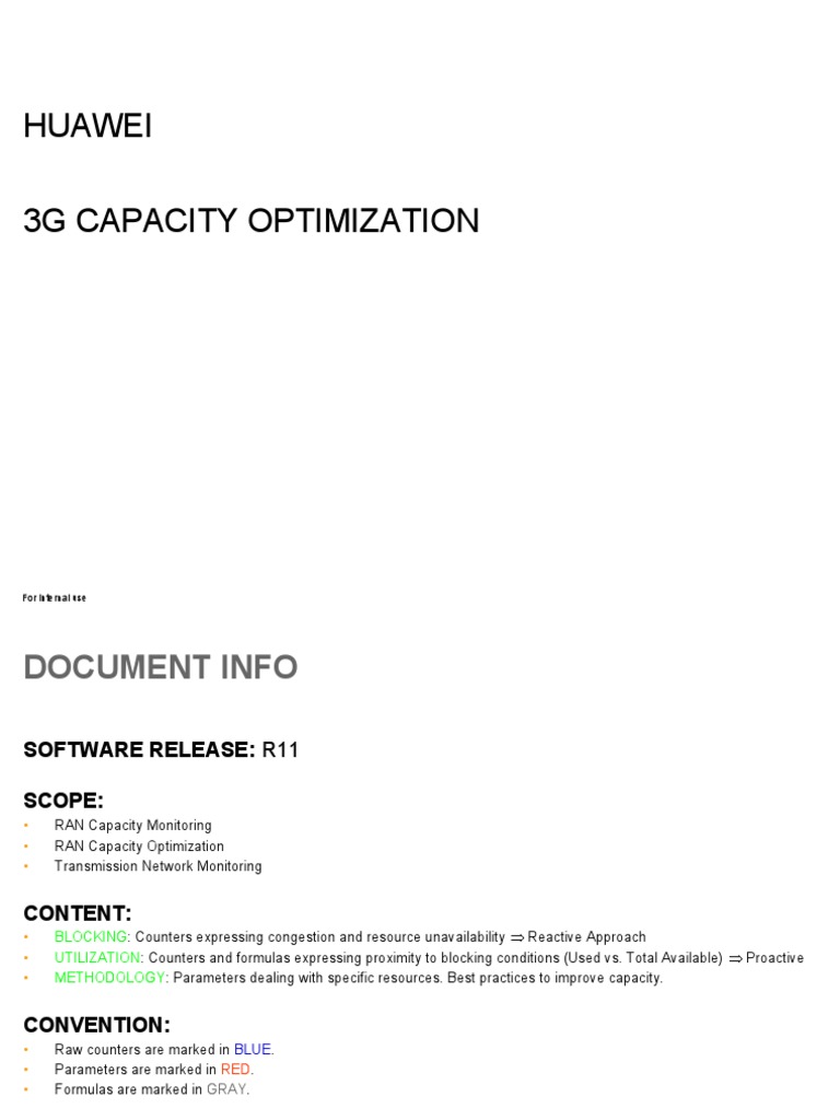 Huawei 3g Capacity Optimization | PDF | High Speed Packet Access | Service Industries