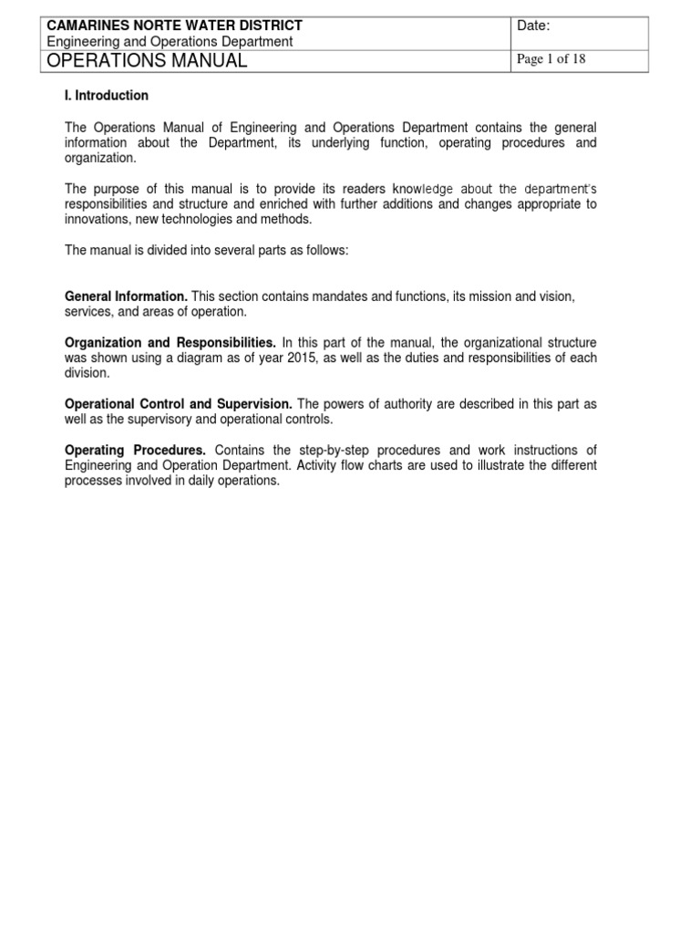 Eod Operations Manual | PDF | Water | Fresh Water