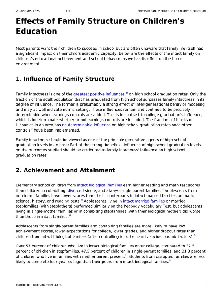 Effects of Family Structure On Children S Education | PDF | Single ...