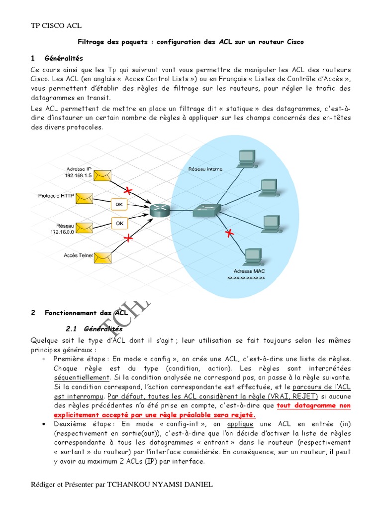 Configuration des ACL sur routeurs Cisco | PDF | Protocoles Internet ...