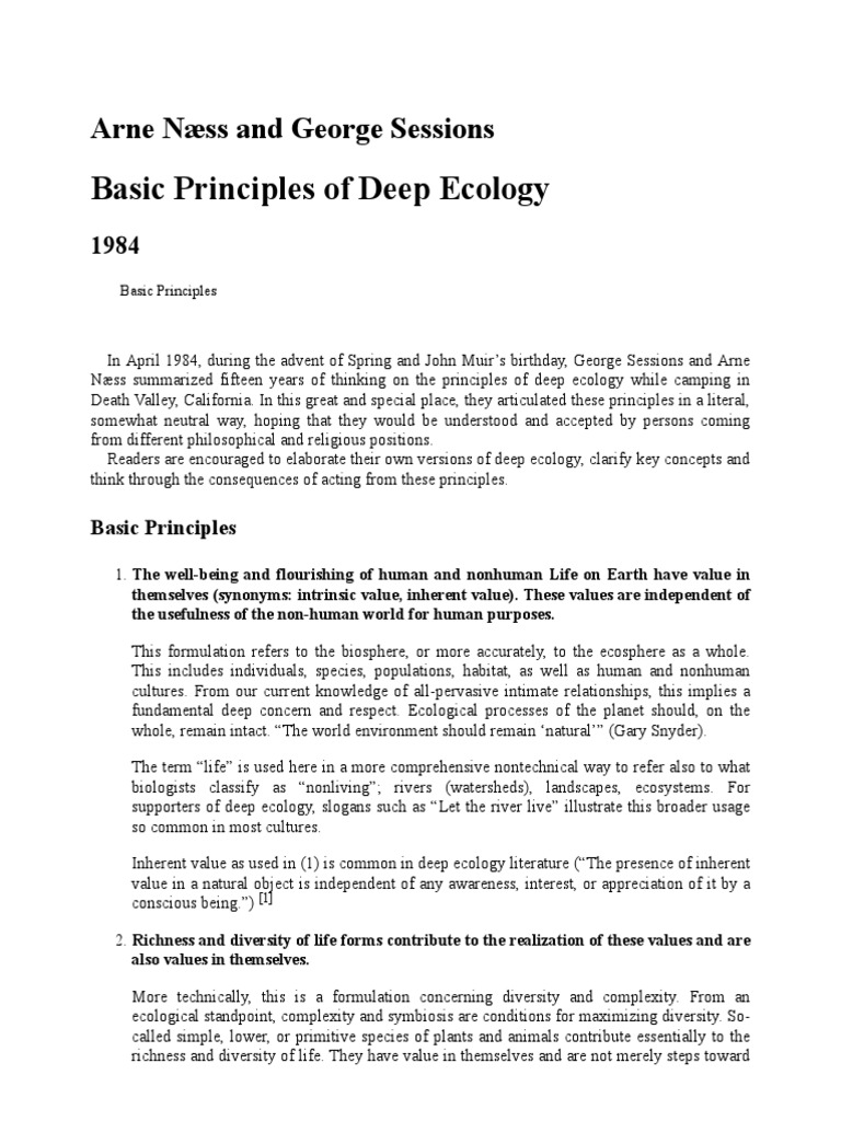 Basic Principles of Deep Ecology | PDF | Ecology | Sustainability