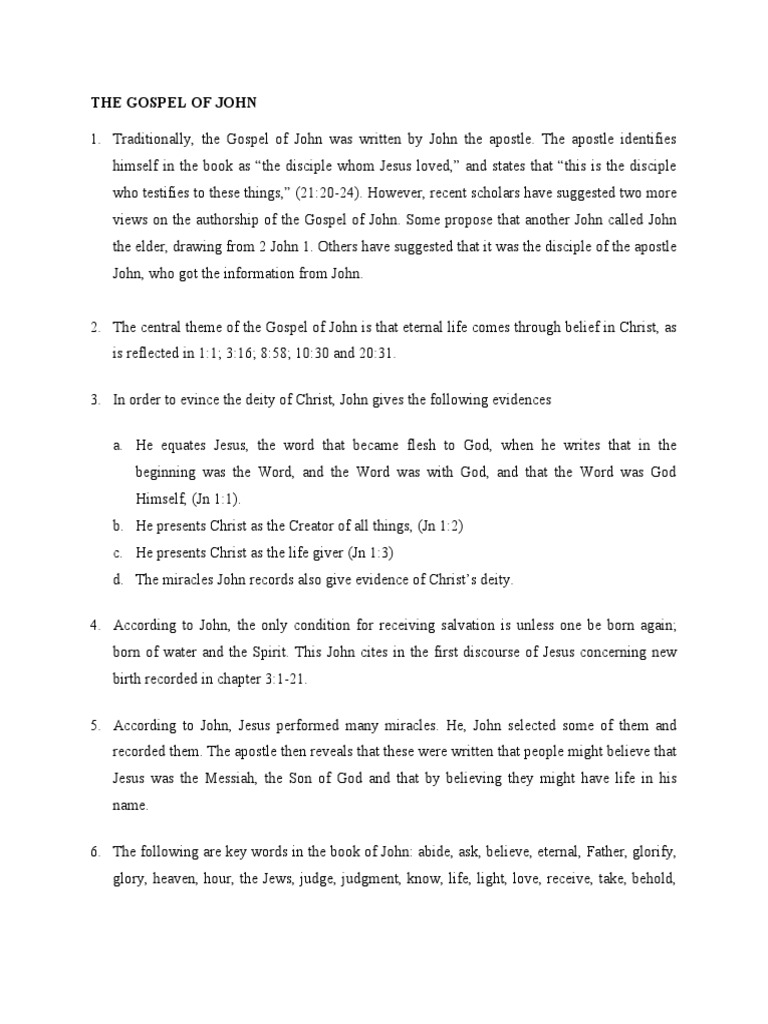 Key Themes in the Gospel of John | PDF | Gospel Of John | Jesus