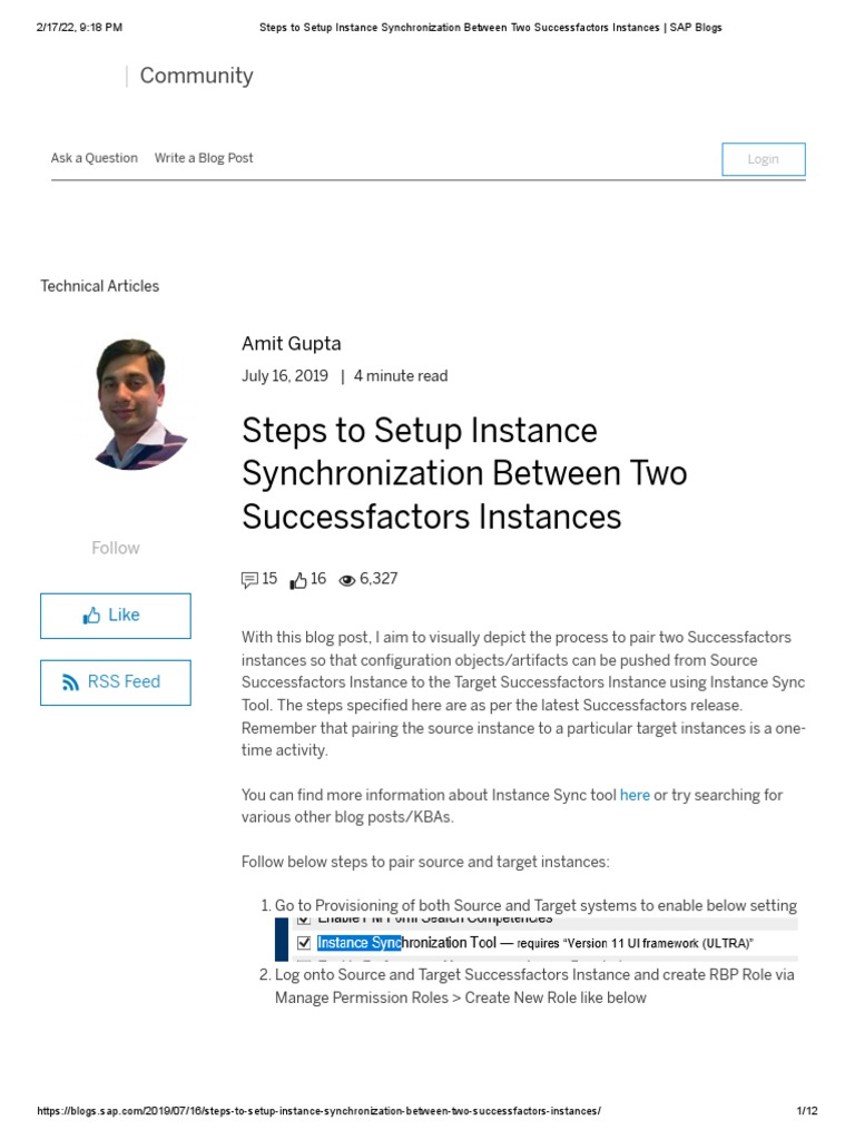 Steps To Setup Instance Synchronization Between Two Successfactors ...