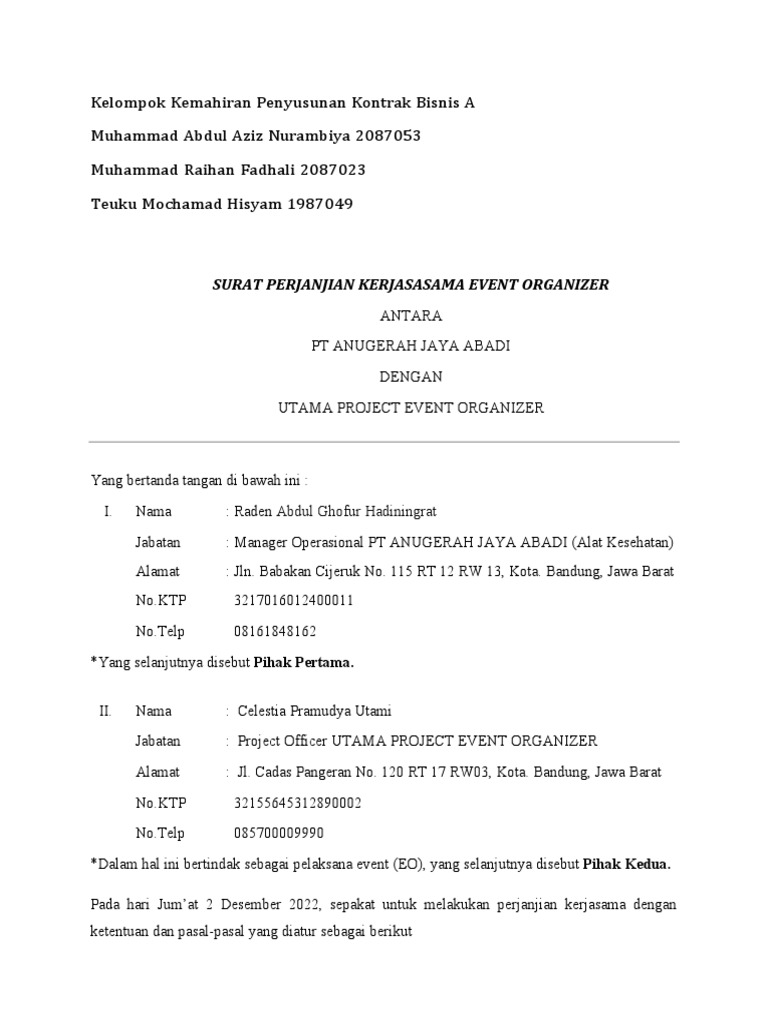 Kem. Penyusunan Kontrak Bisnis | PDF