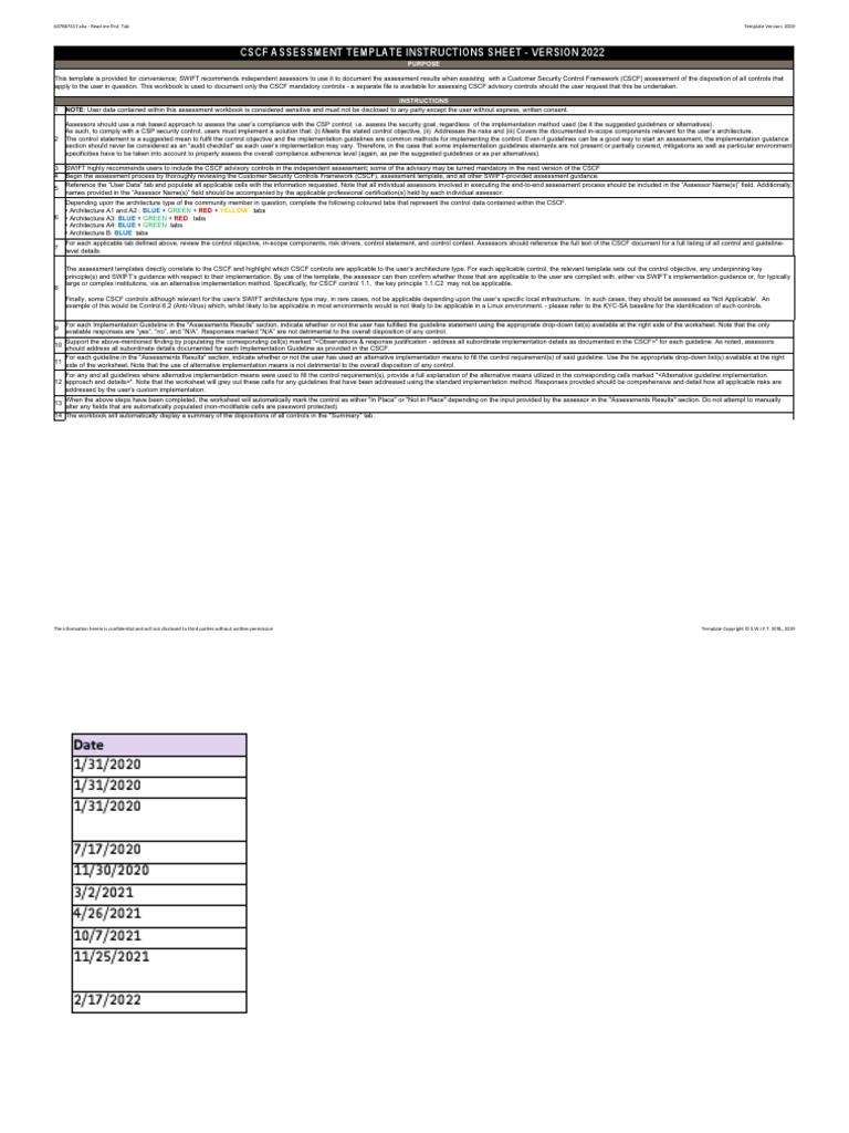 CSCF Assessment Template For Mandatory Controls (Version2022) v1.2 | PDF | Technology & Engineering