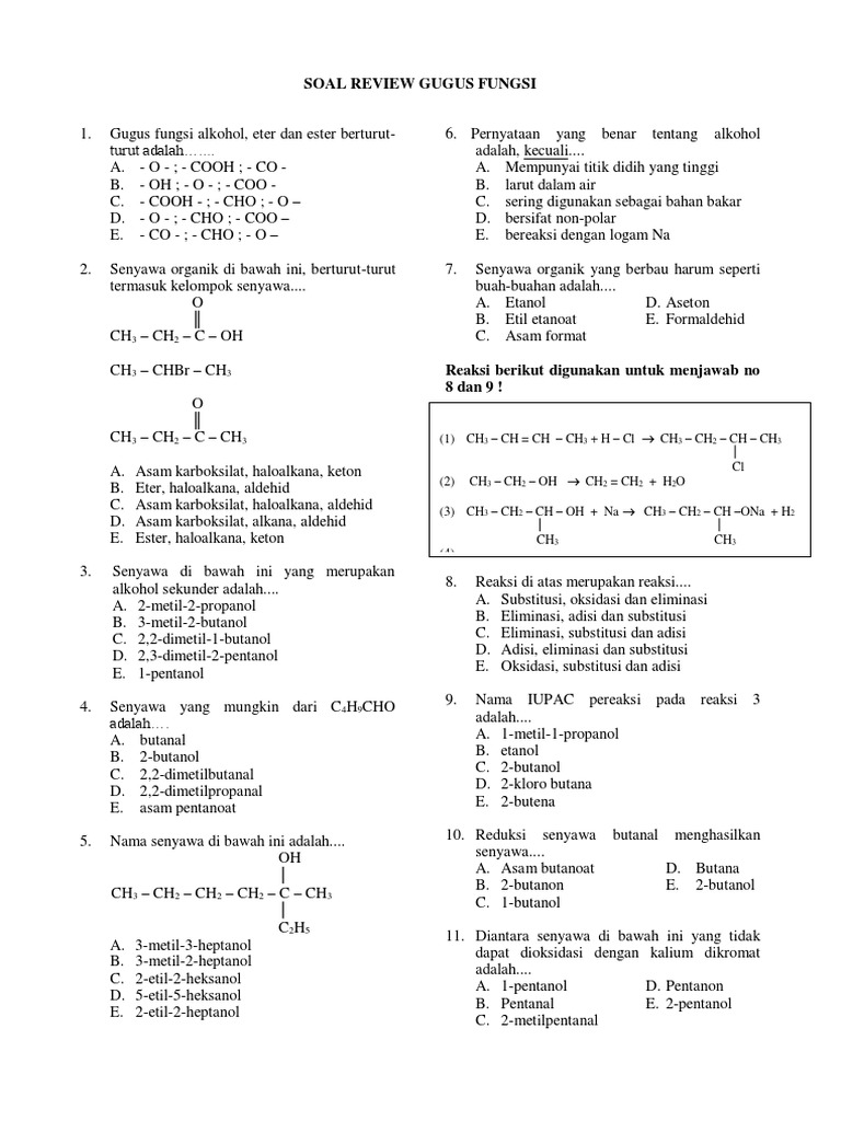 Soal Review Senyawa Karbon | PDF
