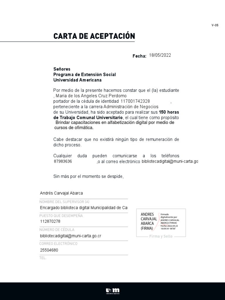 Carta de Aceptación | PDF