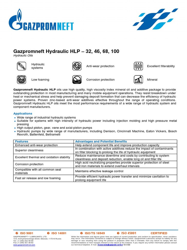 TDS Gazpromneft+Hydraulic+HLP-68 Eng | PDF | Chemistry | Applied And ...