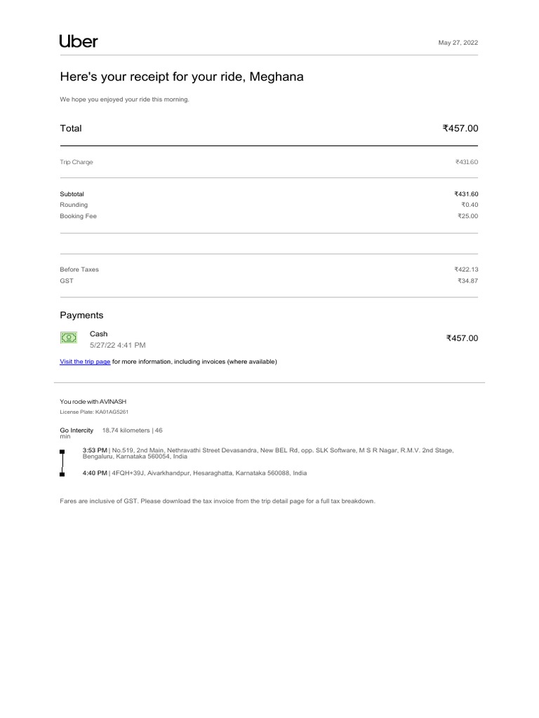 Uber Receipt | PDF