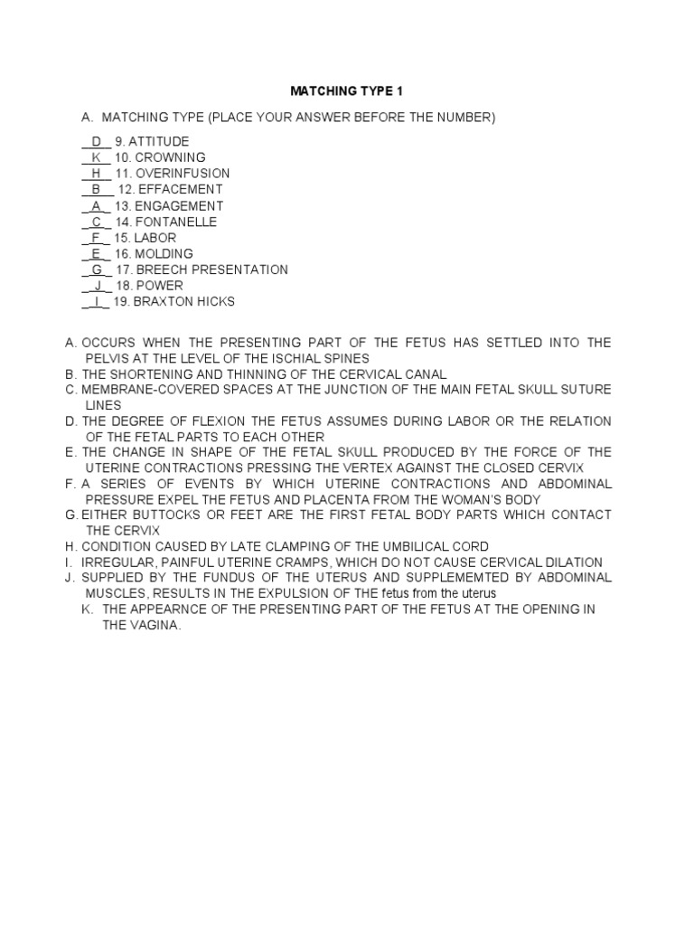 Matching Type 1 | PDF