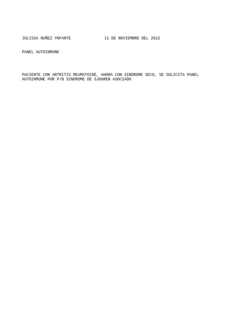 Indicacion Panel Autoinmune | PDF