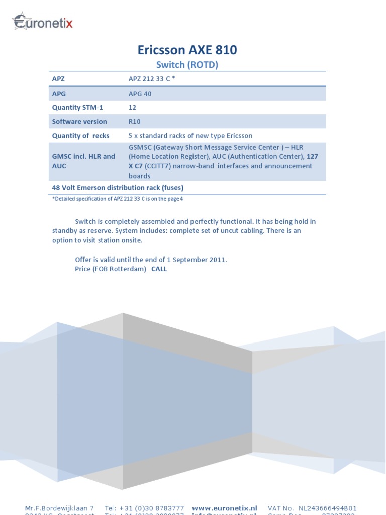 Ericsson AXE 810 Offer en | PDF | Physical Layer Protocols | Central Processing Unit