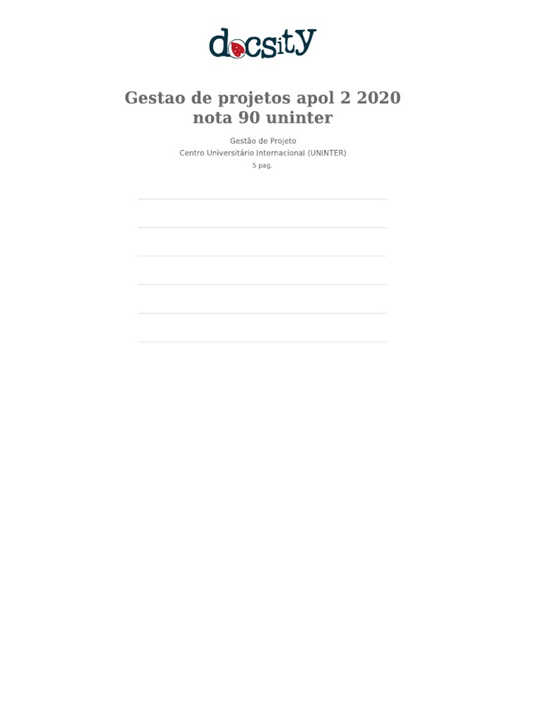 Prova Gestao de Projetos Uninter Nota 9 | PDF