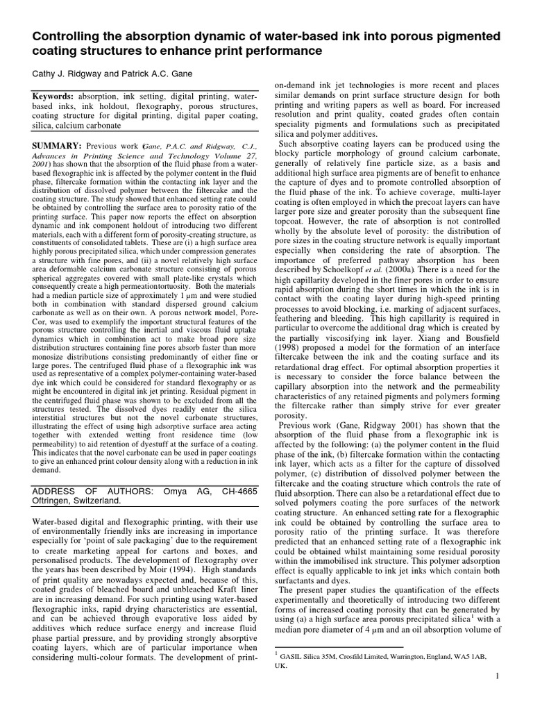 Enhancing Ink Absorption in Coatings | PDF | Porosity | Tablet (Pharmacy)