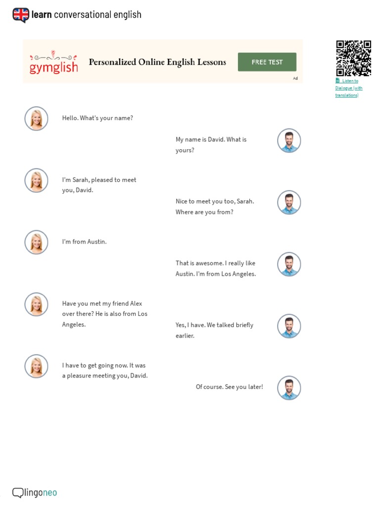 Introducing Yourself - Dialogue | PDF