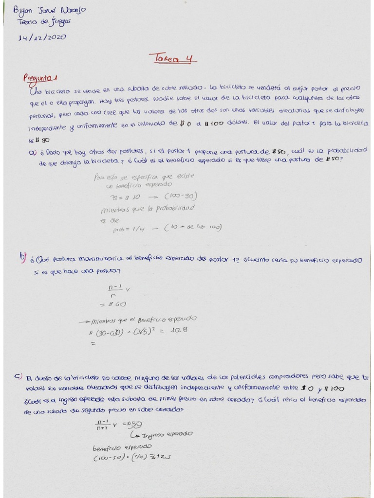 Teoria de Juegos Deber Final BJ-2 | PDF