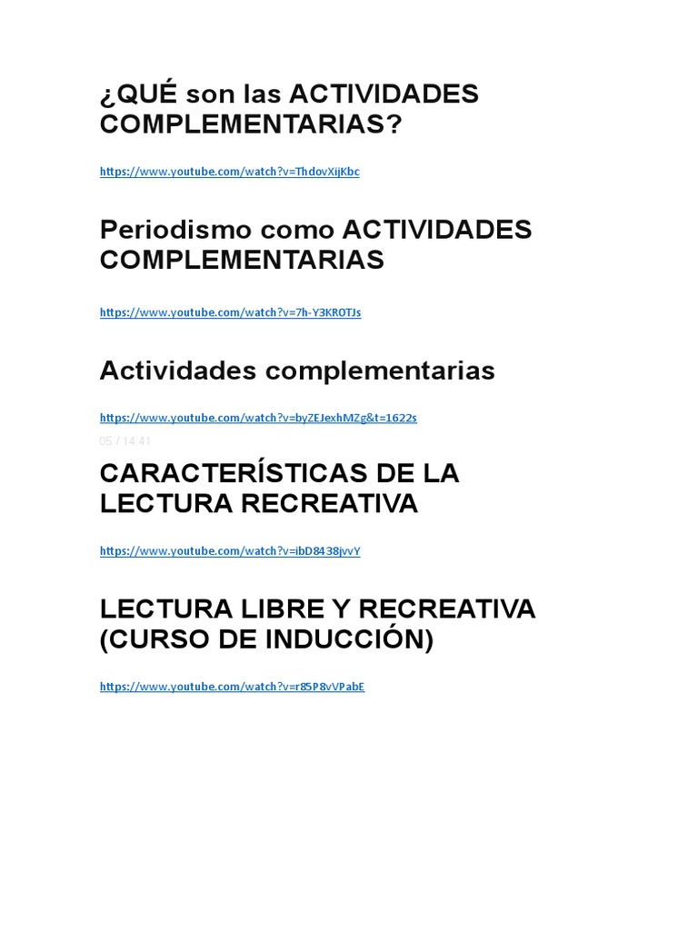 Actividades Complementarias | PDF