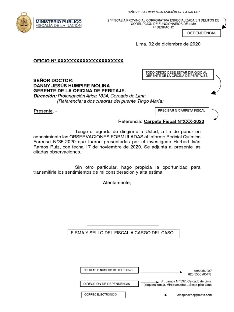 Modelo de Oficio Peritajes | PDF