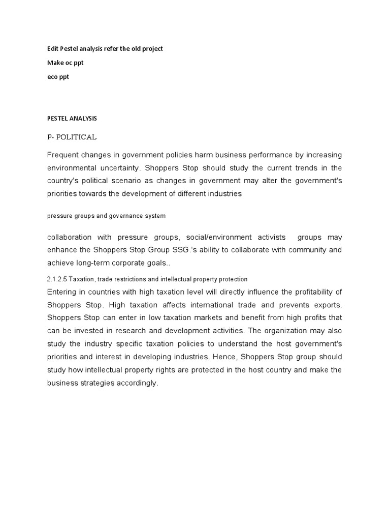 PESTEL ANALYSIS | PDF | Intellectual Property | Sustainable Business