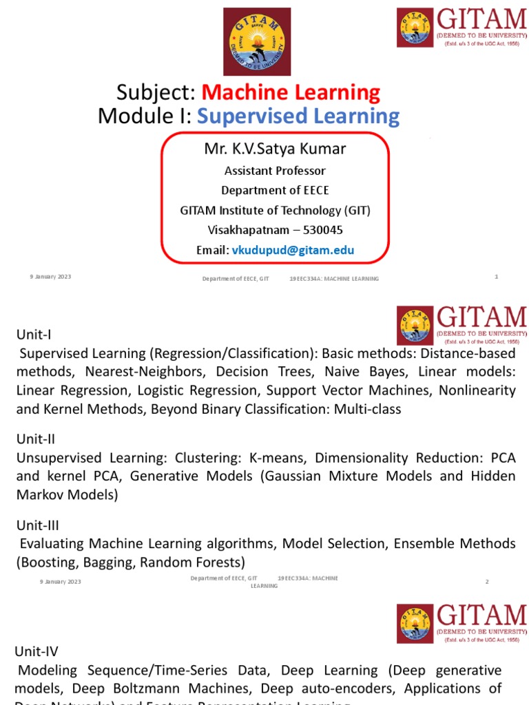 Module I Supervised Learning PPT-2 | Download Free PDF | Statistical Classification | Machine ...