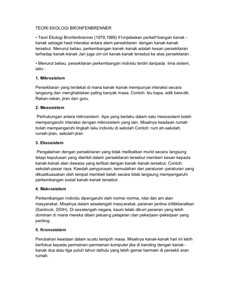 Teori Ekologi Bronfenbrenner | PDF