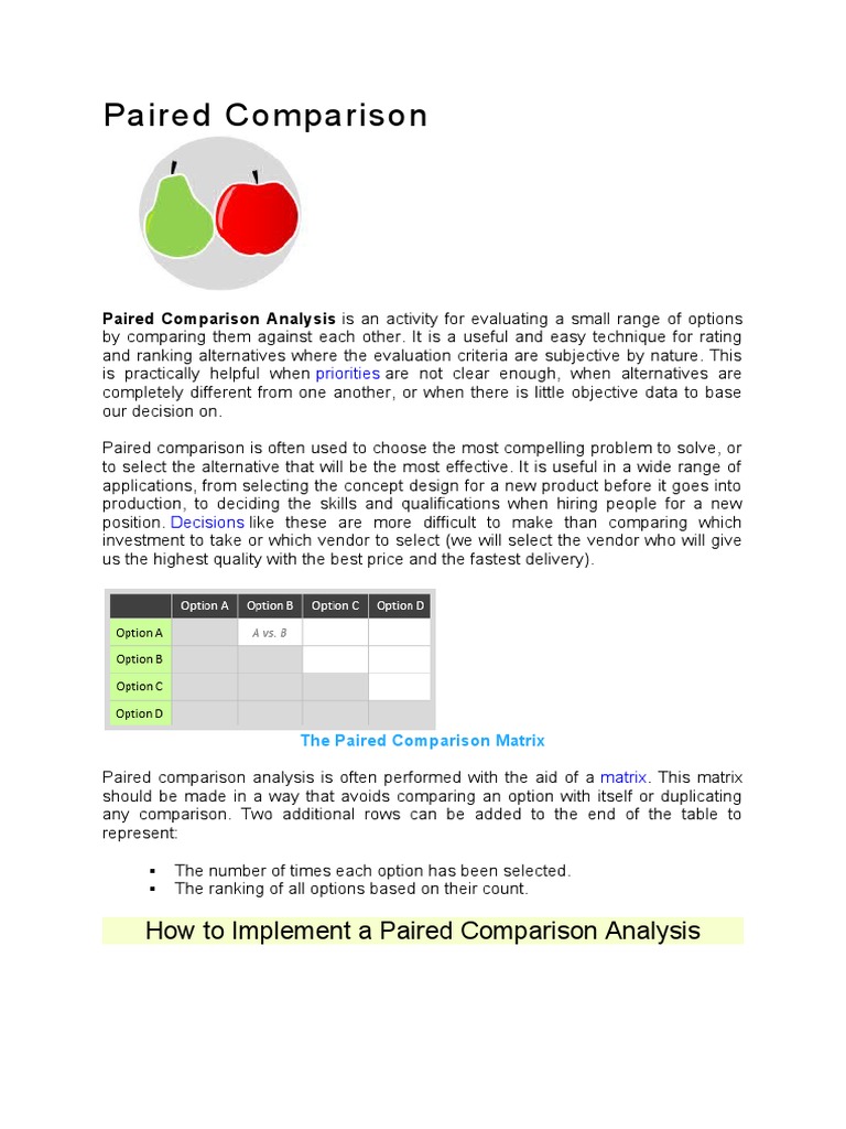 Paired Comparison | PDF | Matrix (Mathematics) | Evaluation