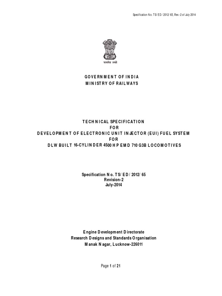 EUI Fuel System Specs for EMD 710 Locomotives | PDF | Fuel Injection ...