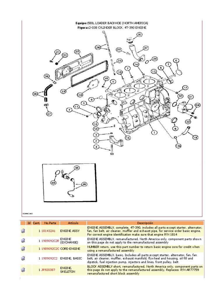 Equipo 580L LOADER BACKHOE North America Engine Parts | PDF | Internal ...