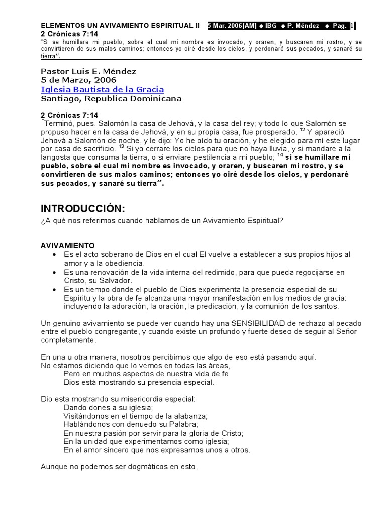 Avivamiento Espiritual | PDF | Pecado | Oración