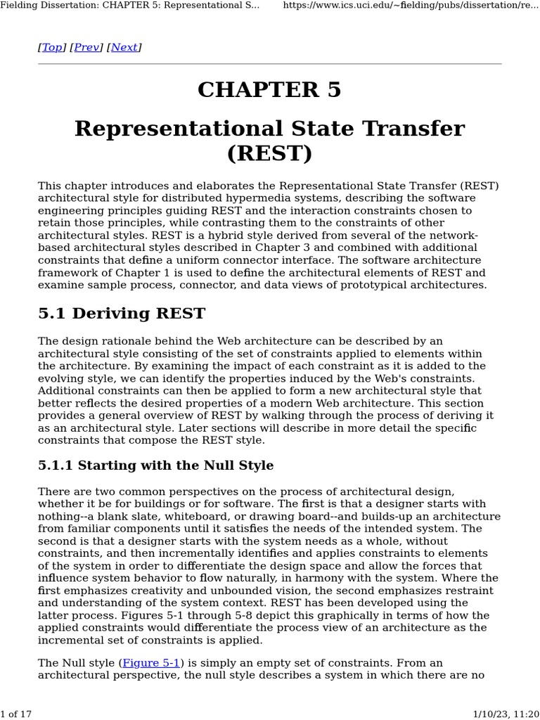 Fielding Dissertation CHAPTER 5 Representational State Transfer (REST) | PDF | Representational ...