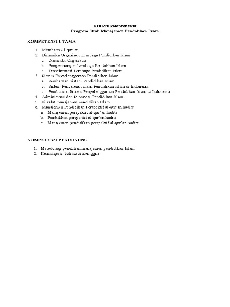 Kisi Kisi Komprehensif MPI S2 | PDF