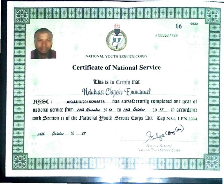 Nysc Certificate | PDF | Science & Mathematics