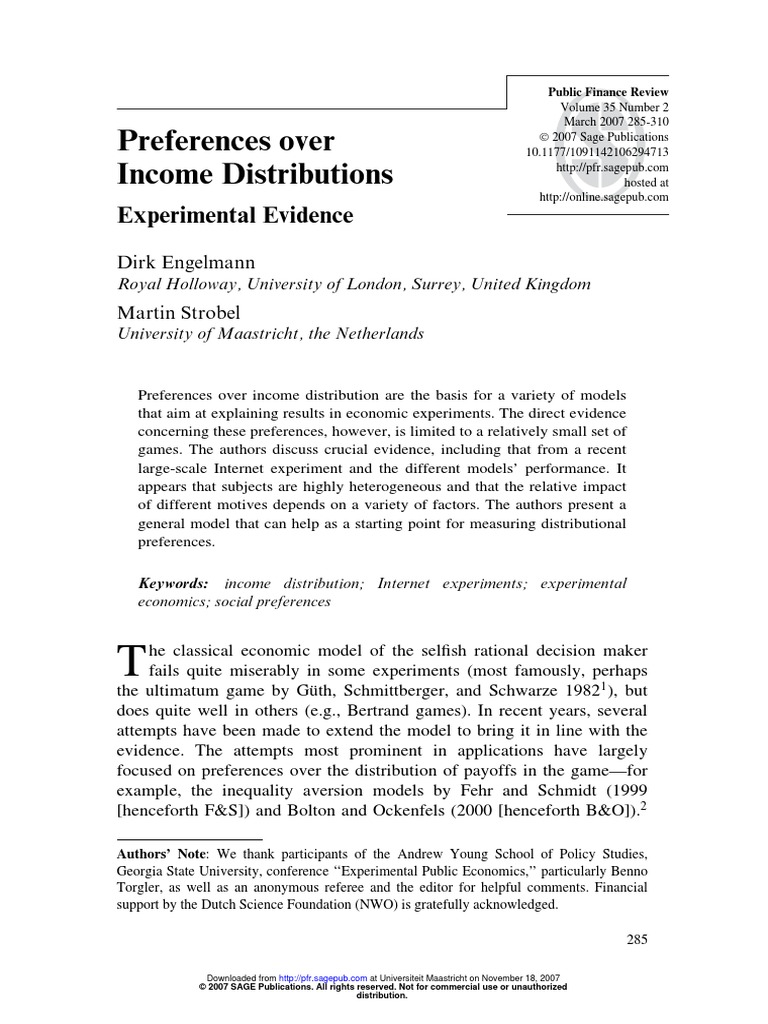 Engelmann Strobel | PDF | Experiment | Economic Inequality
