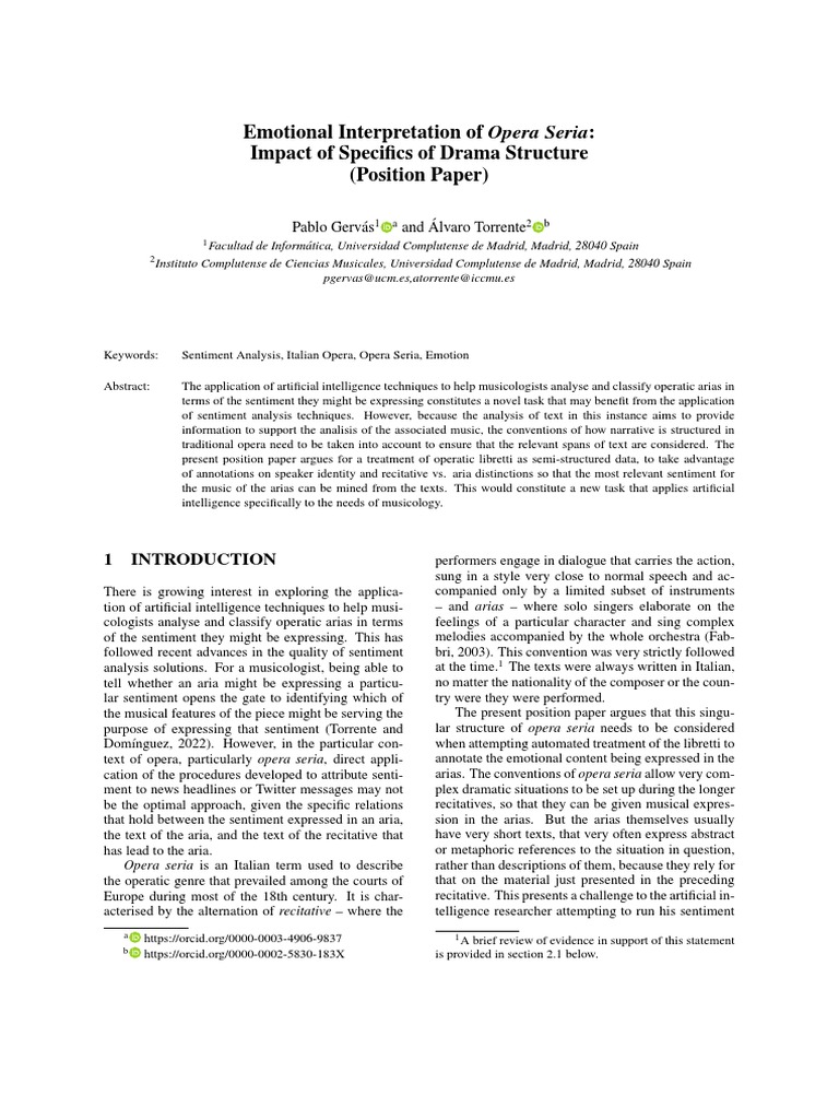 Emotional Interpretation of Opera Seria: Impact of Specifics of Drama ...