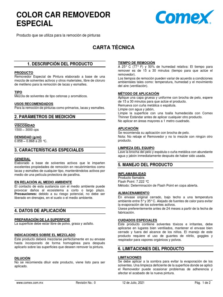 COLOR CAR REMOVEDOR ESPECIAL Libre Cloruro - 12 Jul | PDF | Cepillo ...