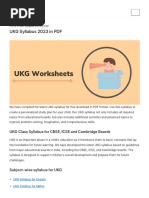 CBSE UKG Syllabus | PDF