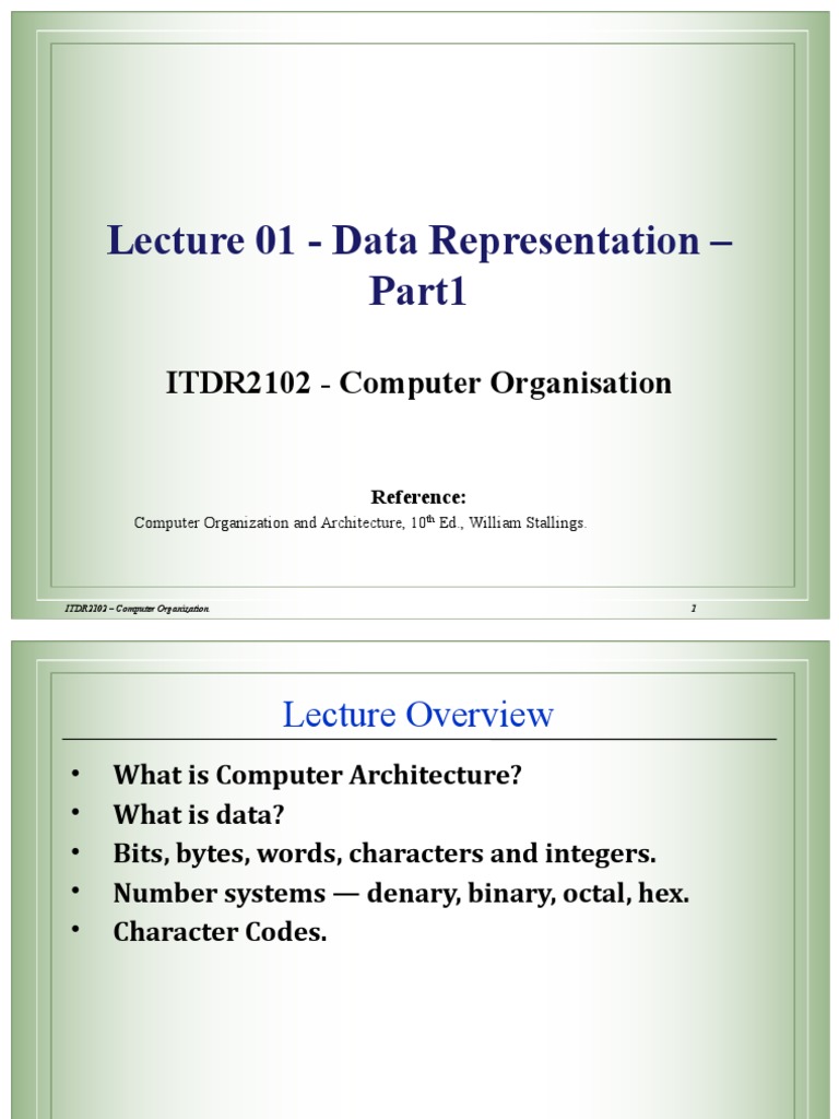 L01 - Data Representation (Part 1) | PDF | Byte | Mathematical Notation