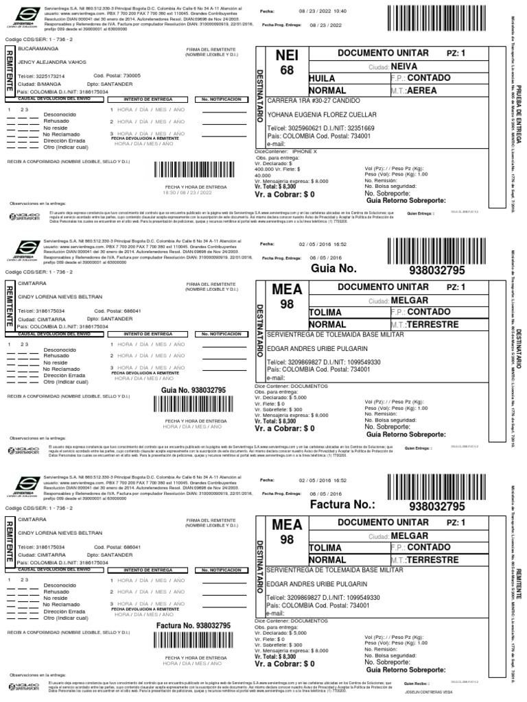 Comprobante de Envío Servientrega | PDF | Bienes manufacturados | ciberespacio