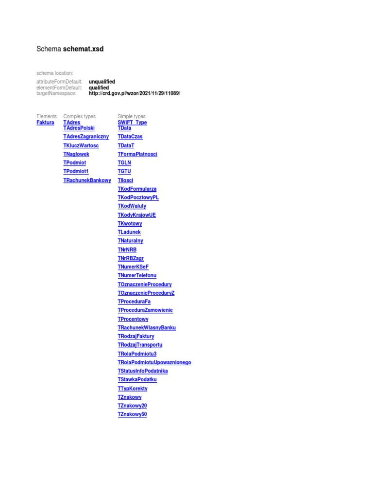 Dokumentacja Struktury Logicznej e Faktury Fa 1 | PDF