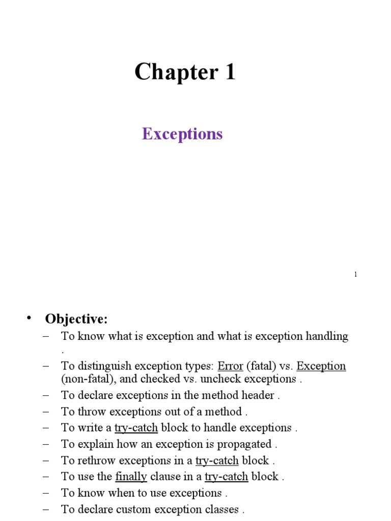 Chapter 1 Exception Handling In Javan Rvu Pdf Java Programming Language Computer Program 