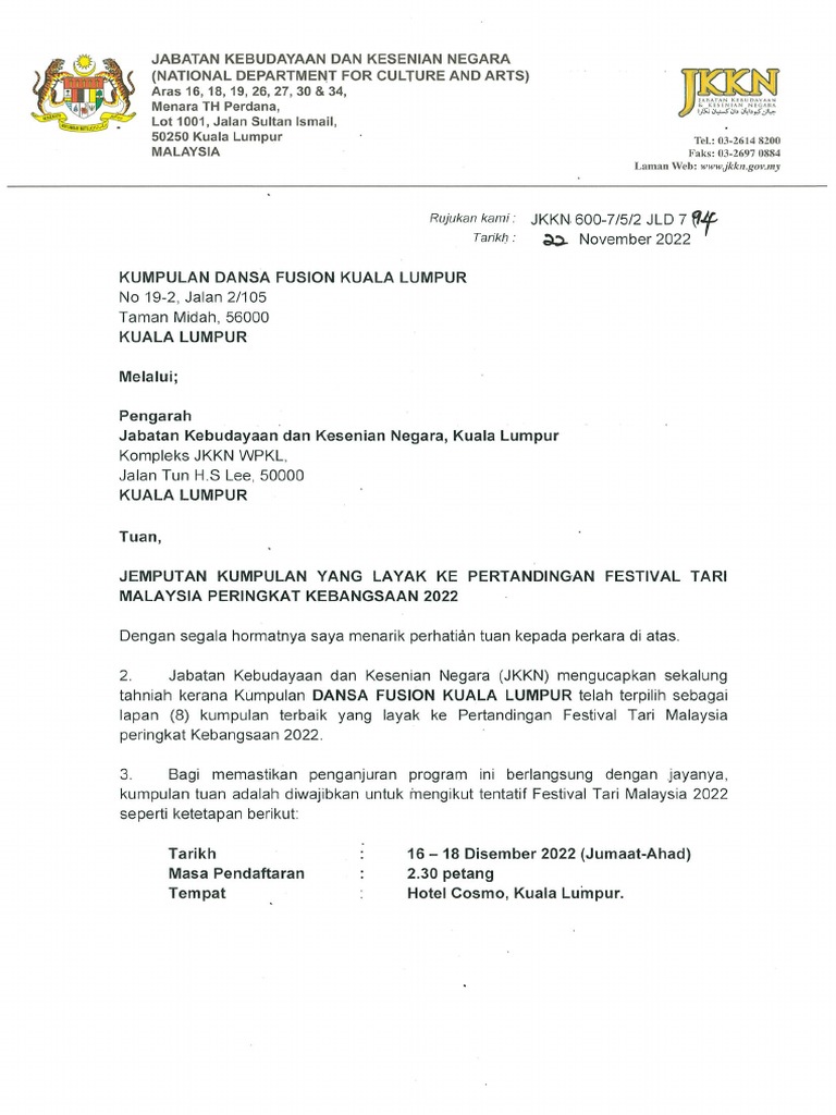 Jemputan Dansa Fusion KL | PDF