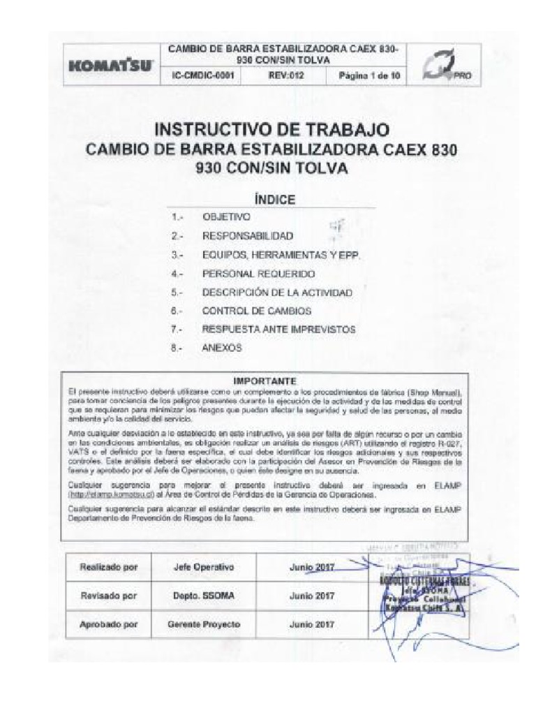 IC-CMDIC-0001 Cambio de Barra Estabilizadora CAEX 830 - 930 Con y Sin ...