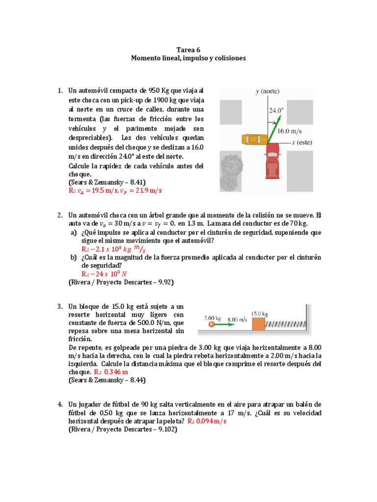 Tarea 6 Momentum Lineal v2 | PDF | Masa | Fuerza