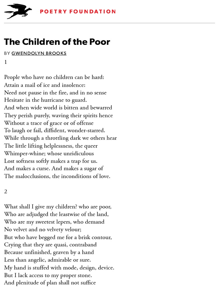 Gwendolyn Brooks' "The Children of the Poor" | PDF