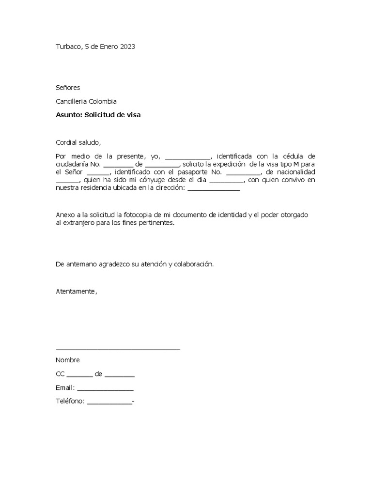 Solicitud de Visa Tipo M para Cónyuge | PDF